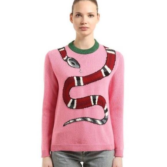 Gucci | Sweaters | Gucci Knit Kingsnake Crew Neck Pullover Sweater ...